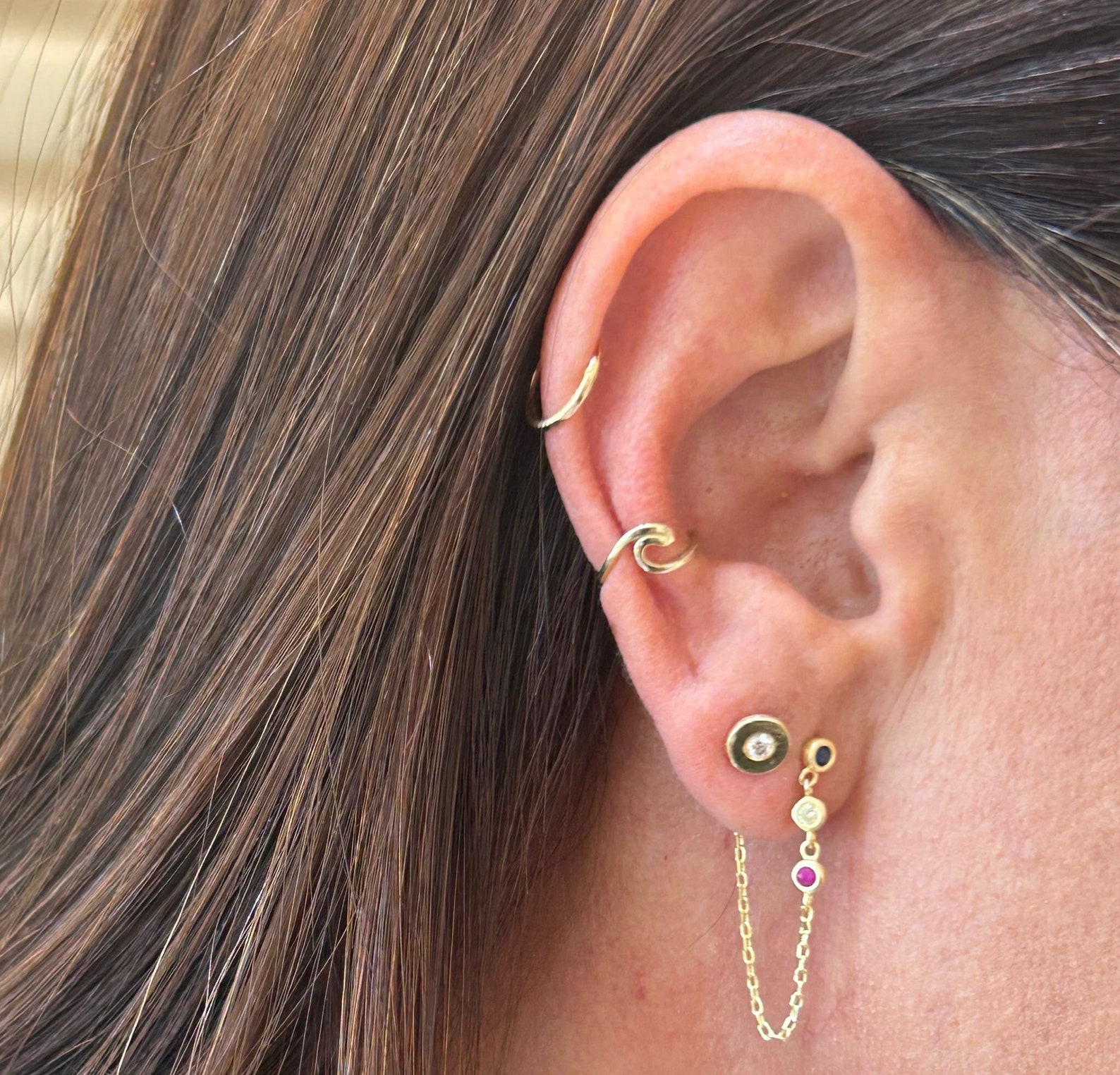 Wave 14k Gold Ear Cuff No Piercing Conch Cuff. Conch Wave Earing. Ocean ...
