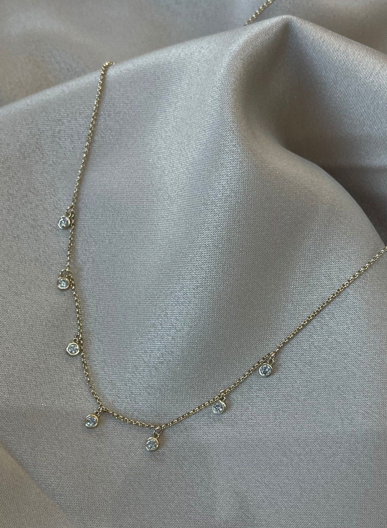 Hanging by the Yard Diamond Necklace, 14k Gold Hanging Diamonds ...