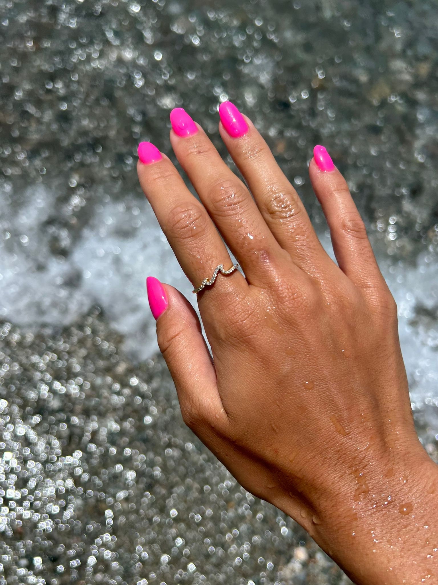 Round Diamond Wave Ring, 14k Ocean Wave Ring, Gold Wave Ring, Tidal Wave Ring, Surfers Oceans ...