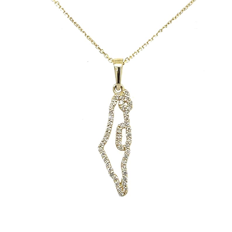 Israel Map Outline Necklace Israel Map Diamond Necklace - Etsy