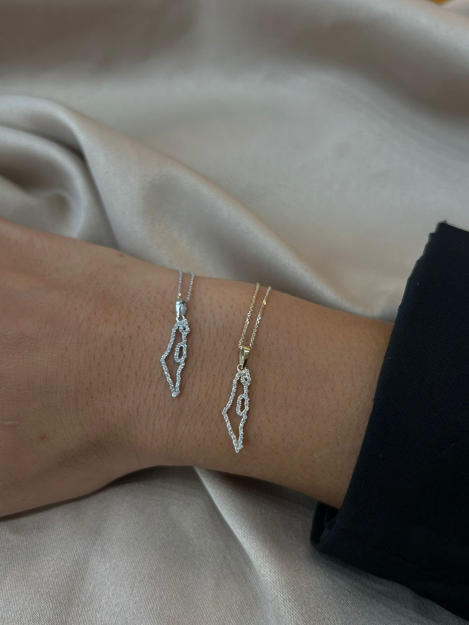 Israel Map Outline Necklace, Israel Map Diamond Necklace, Stand With ...