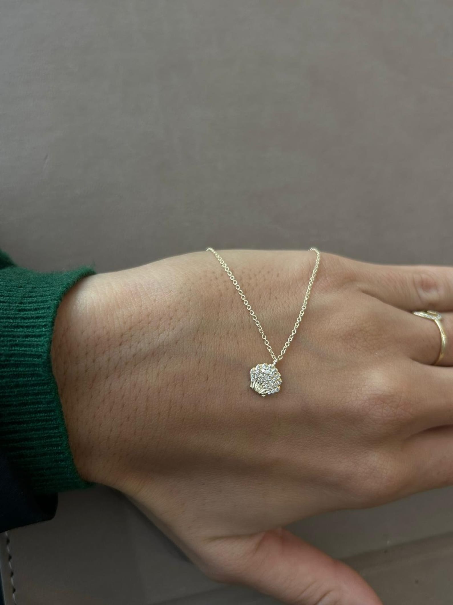 Sea Shell Diamond Necklace 14k Gold Hanging With a Loop. - Etsy