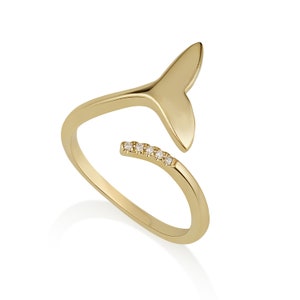Fishtail Ring 14K Gold Tail Ring With Diamonds,fish Charm Jewelry, Gift ...