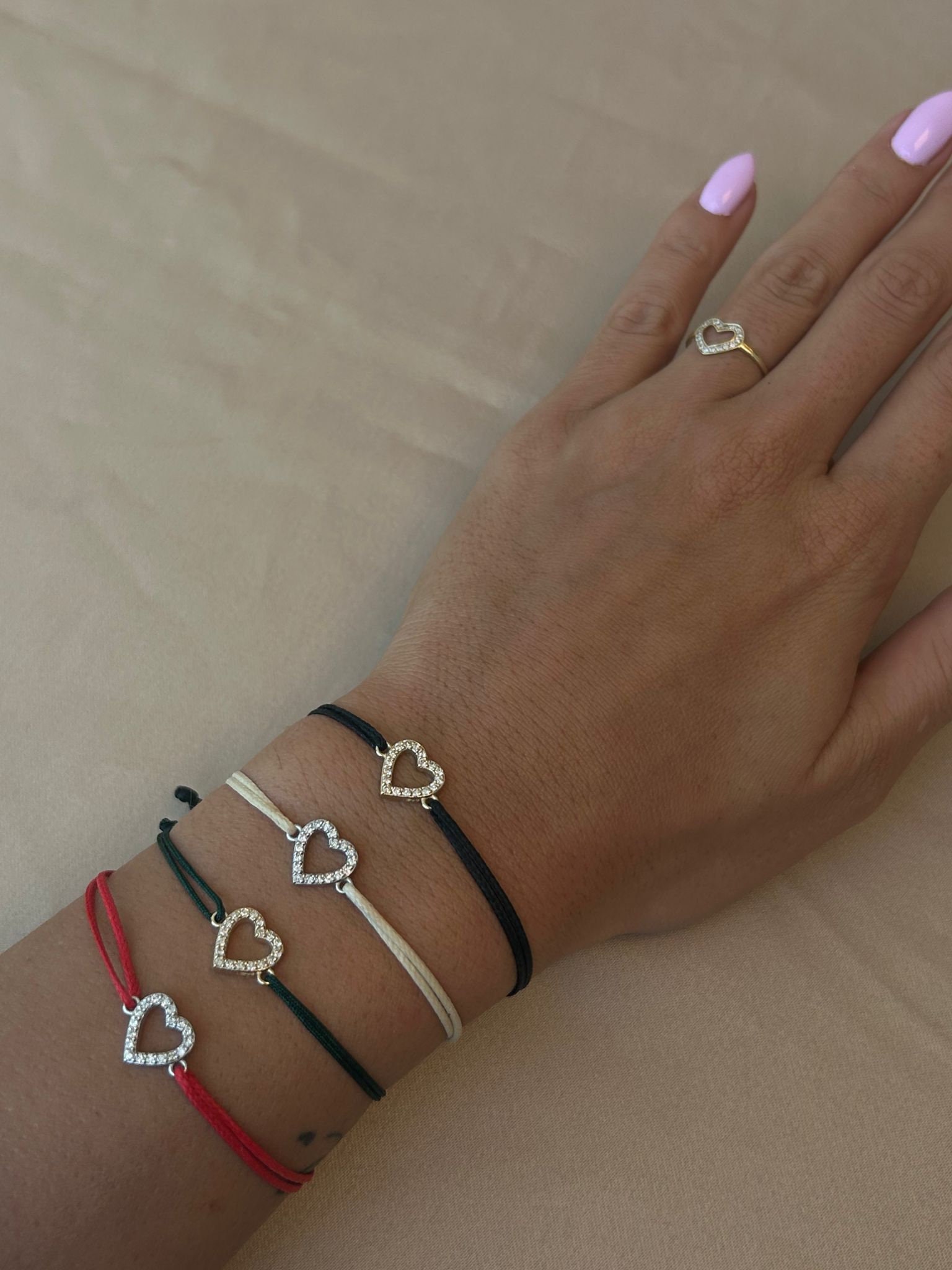 Elegant Heart-shaped Diamond String Bracelet - 0.22 Carat SI Clarity - Etsy