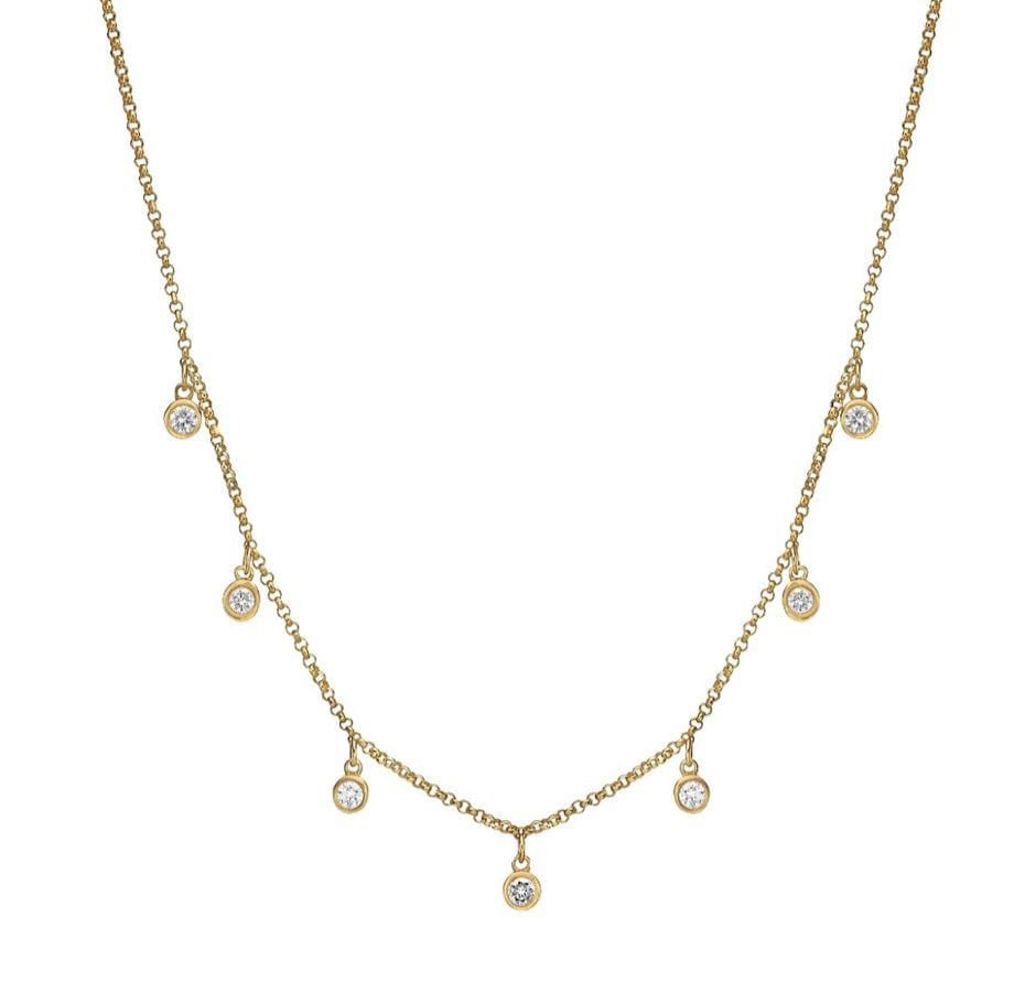 Hanging by the Yard Diamond Necklace, 14k Gold Hanging Diamonds ...