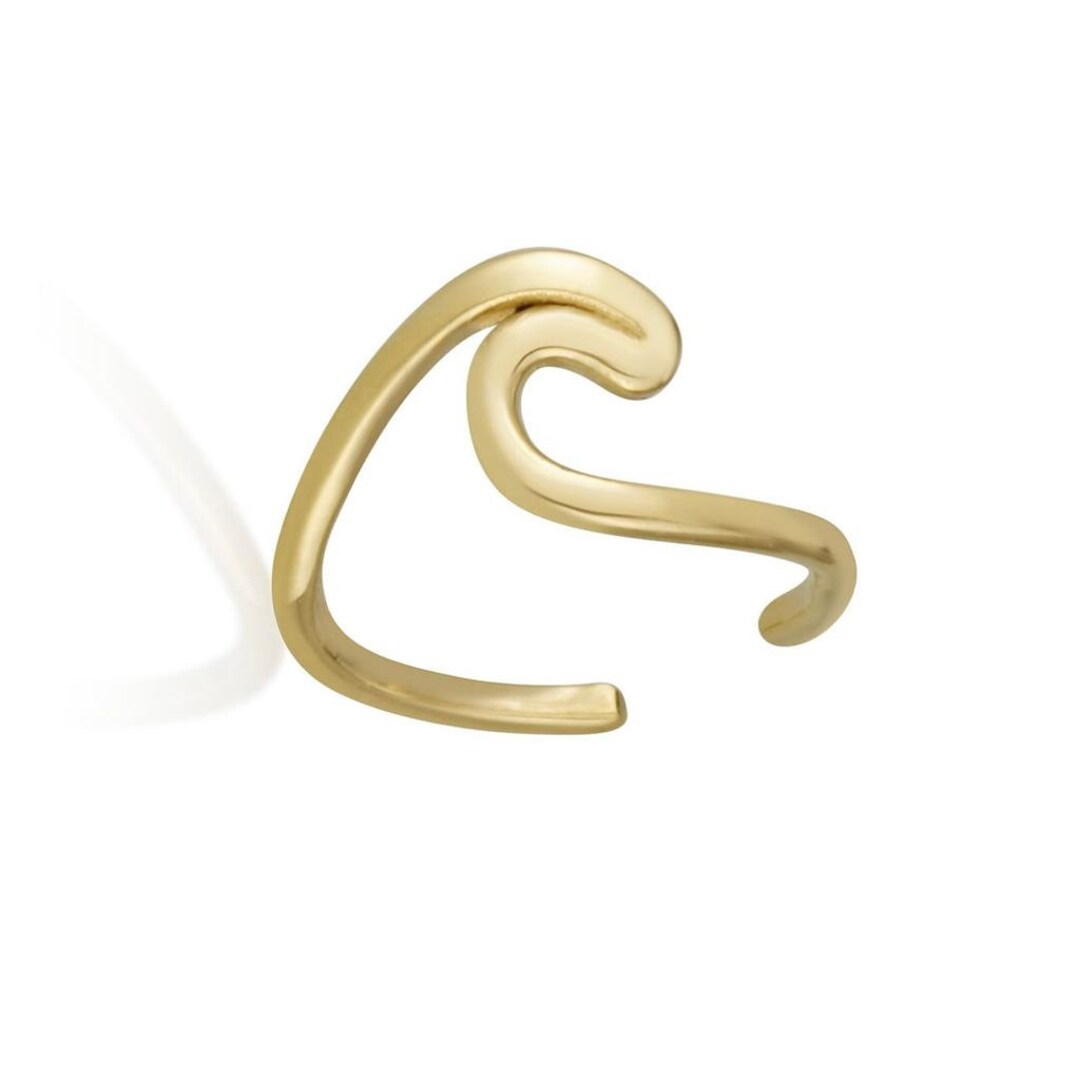 14k Gold Wave Earing. Conch Wave Earing. No Piercing Conch Cuff Ocean ...