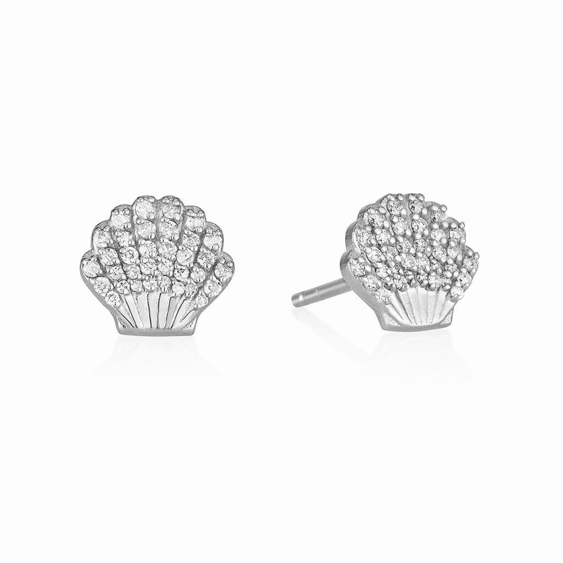 Elegant 14K Gold Sea Shell Diamond Stud Earrings - Surfer's Dream" - Etsy