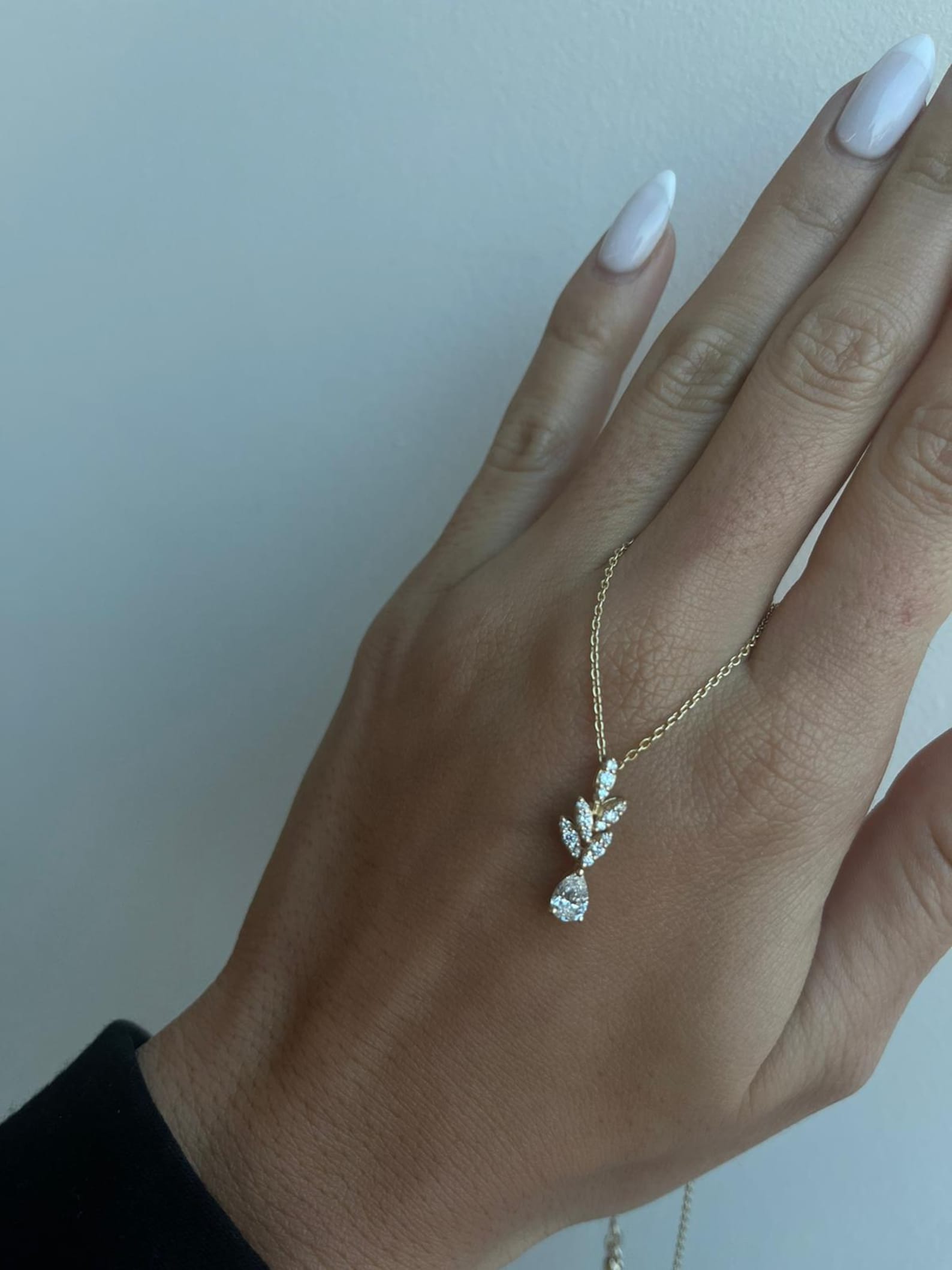 Vintage-inspired Lab Diamond Pear Shape Flower Necklace – 0.57 Carat ...