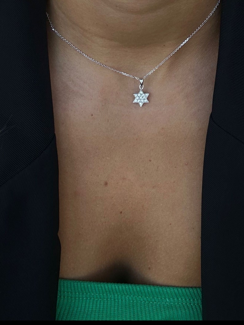 Star of David Diamond Necklace, 14k Gold, Jewish Necklace, Minimalist ...