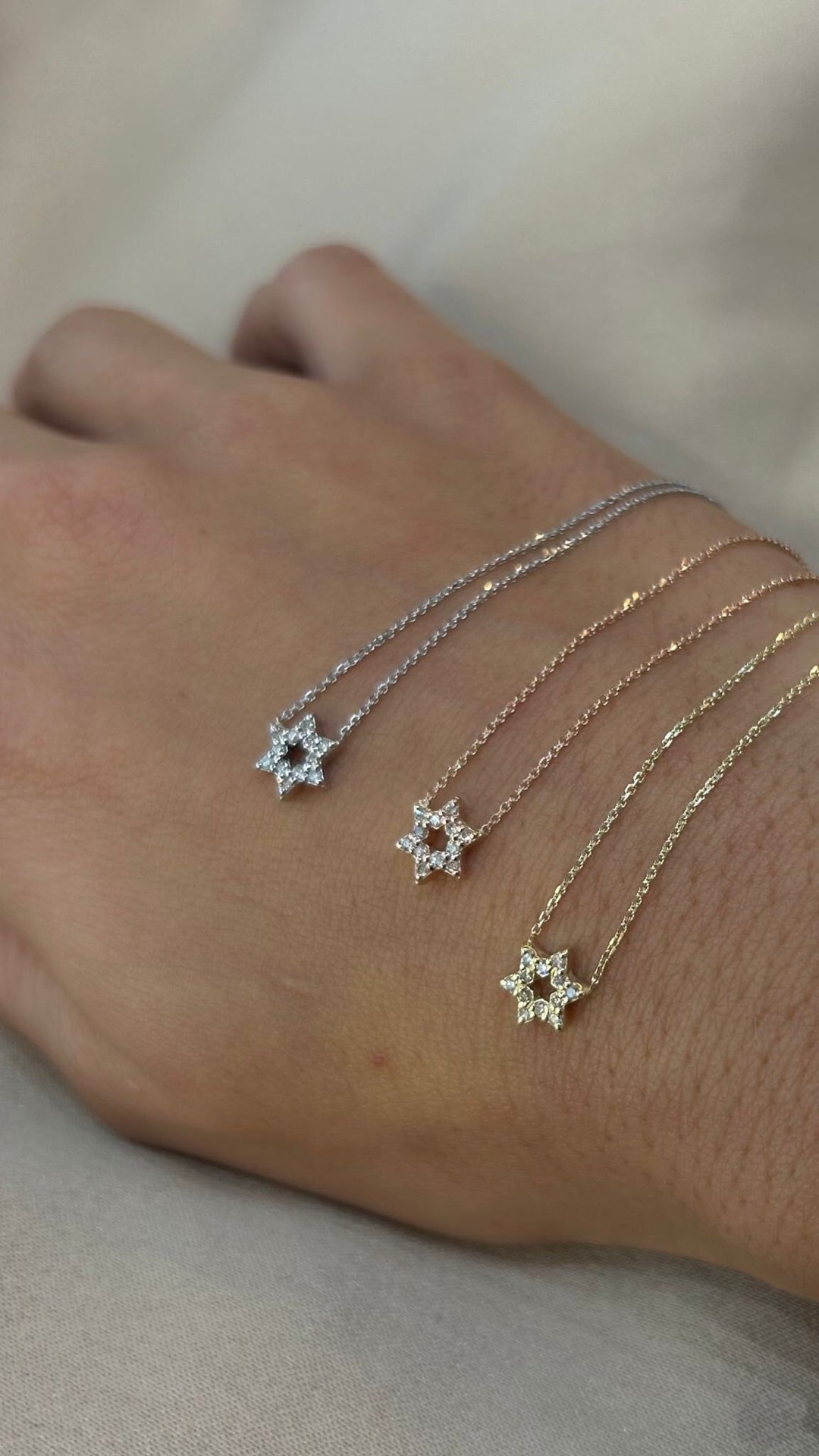 Diamond Jewish Star of David Necklace 14k Gold. Daonity Jewish Star ...