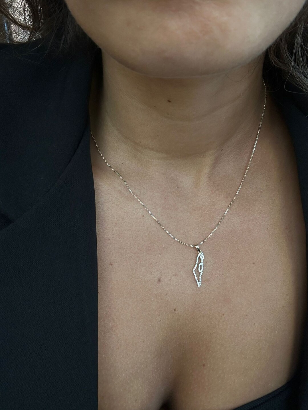 Israel Map Outline Necklace, Israel Map Diamond Necklace, Stand With ...