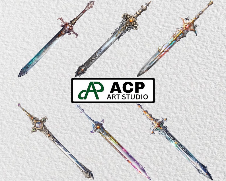 Magical Swords Clipart Sword PNG Watercolor Fantasy Clipart - Etsy