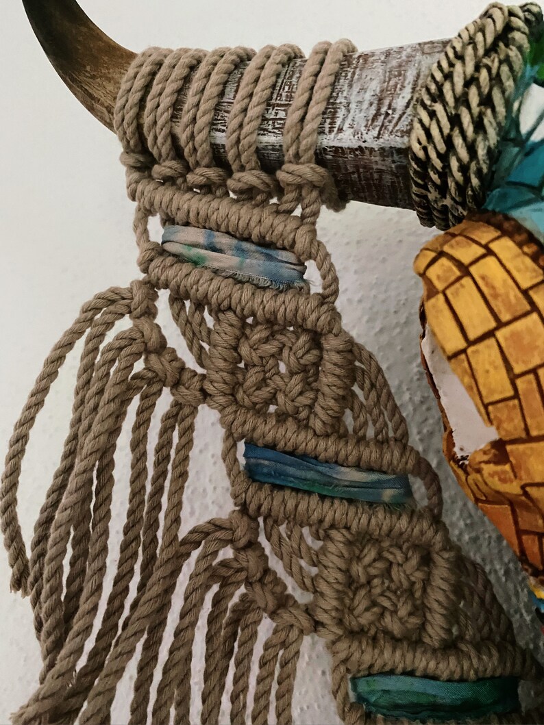 Bull Skull Macrame Wall Hanging Boho Skull Indian Style Artificial ...