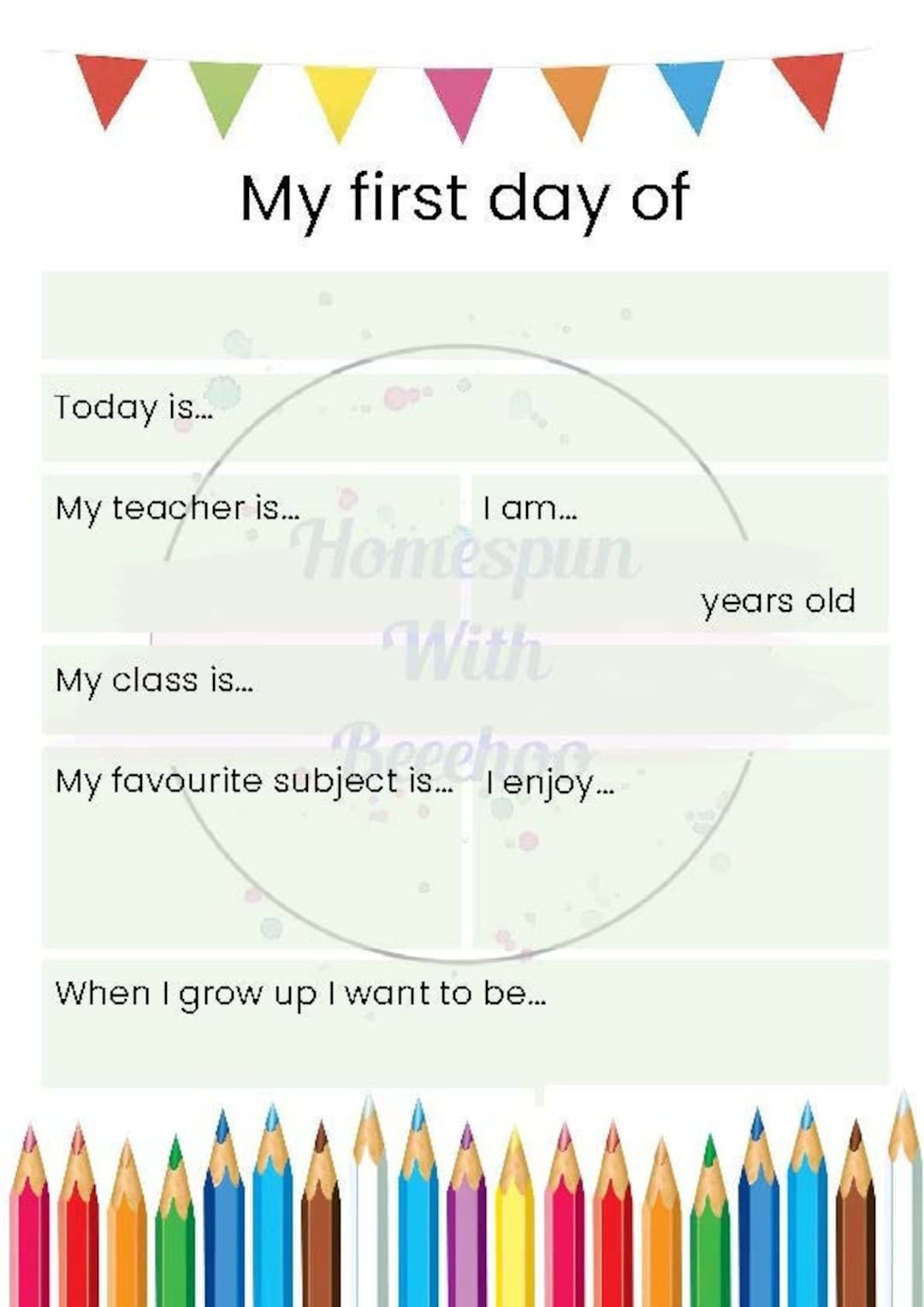 First Day of School Printable / Starting School / Memories / Back to ...