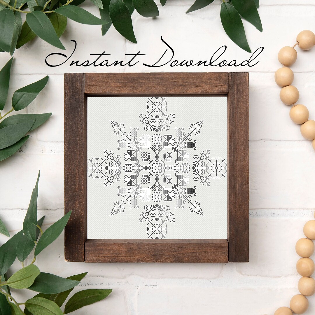 Blackwork Floral Ring Cross Stitch PDF Pattern Embroidery - Etsy
