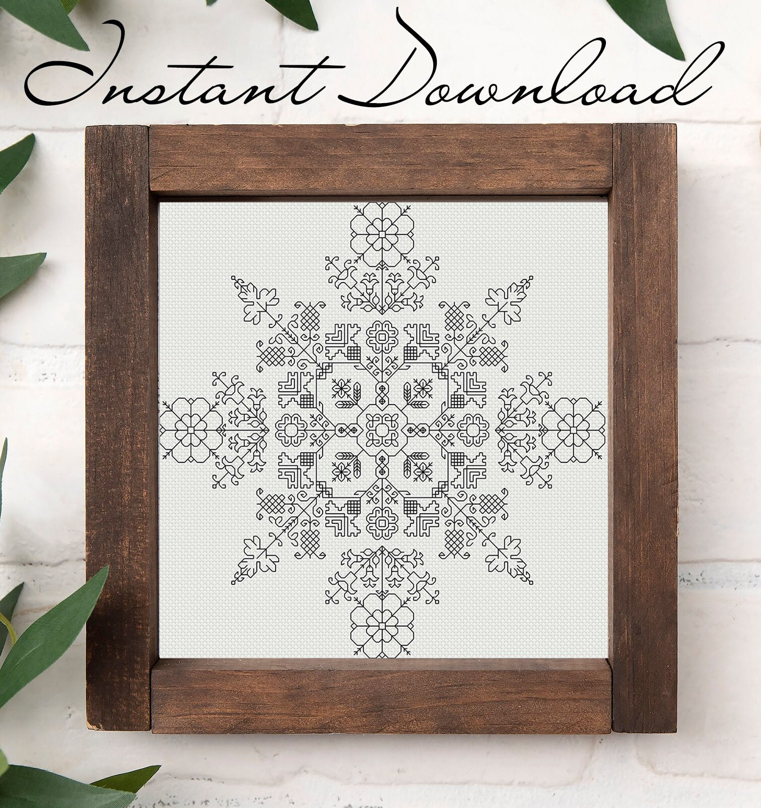 Blackwork Floral Ring, Cross Stitch PDF Pattern, Embroidery Pattern - Etsy