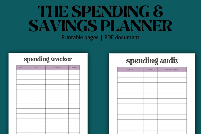 Spending & Savings Planner, Printable Budgeting Planner, Money ...