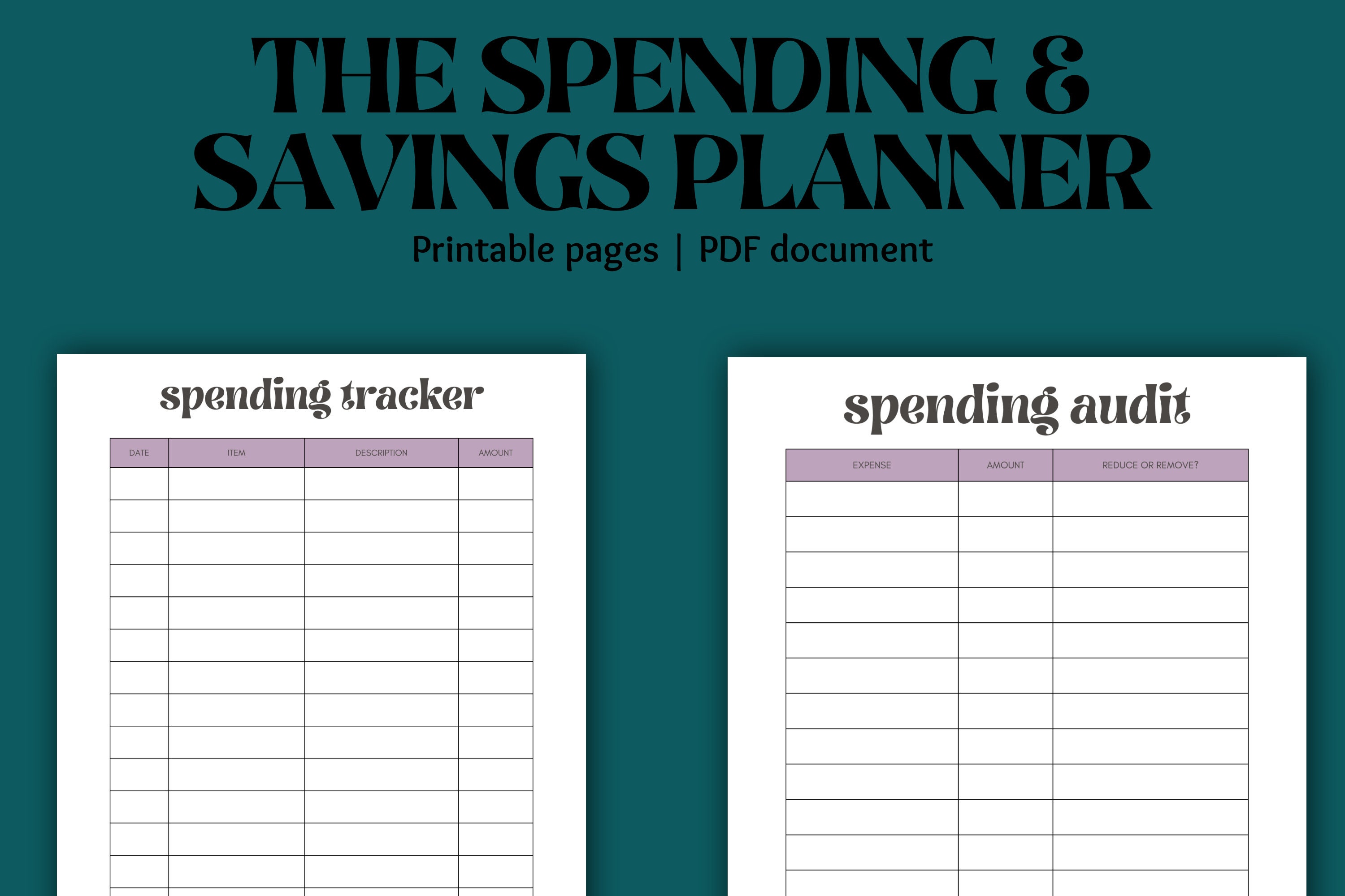 Spending & Savings Planner, Printable Budgeting Planner, Money ...