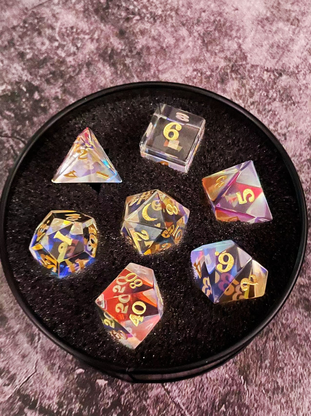 Polyhedral Dichroic Glass Dice Set Handmade for Role Play - Etsy