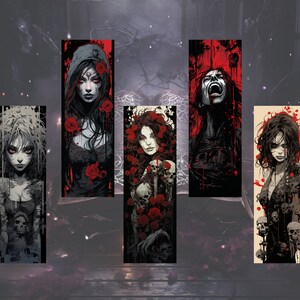 25 Goth Girl Bookmark Designs, Printable Bookmarks as Digital Download ...