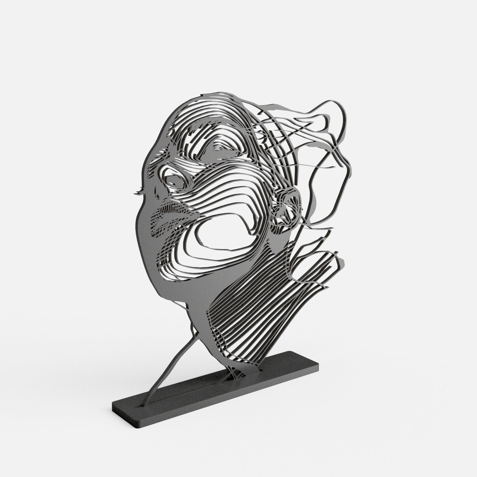 3D Printed Art Piece Flowing Contour Sculpture Woman, DIY STL File to ...