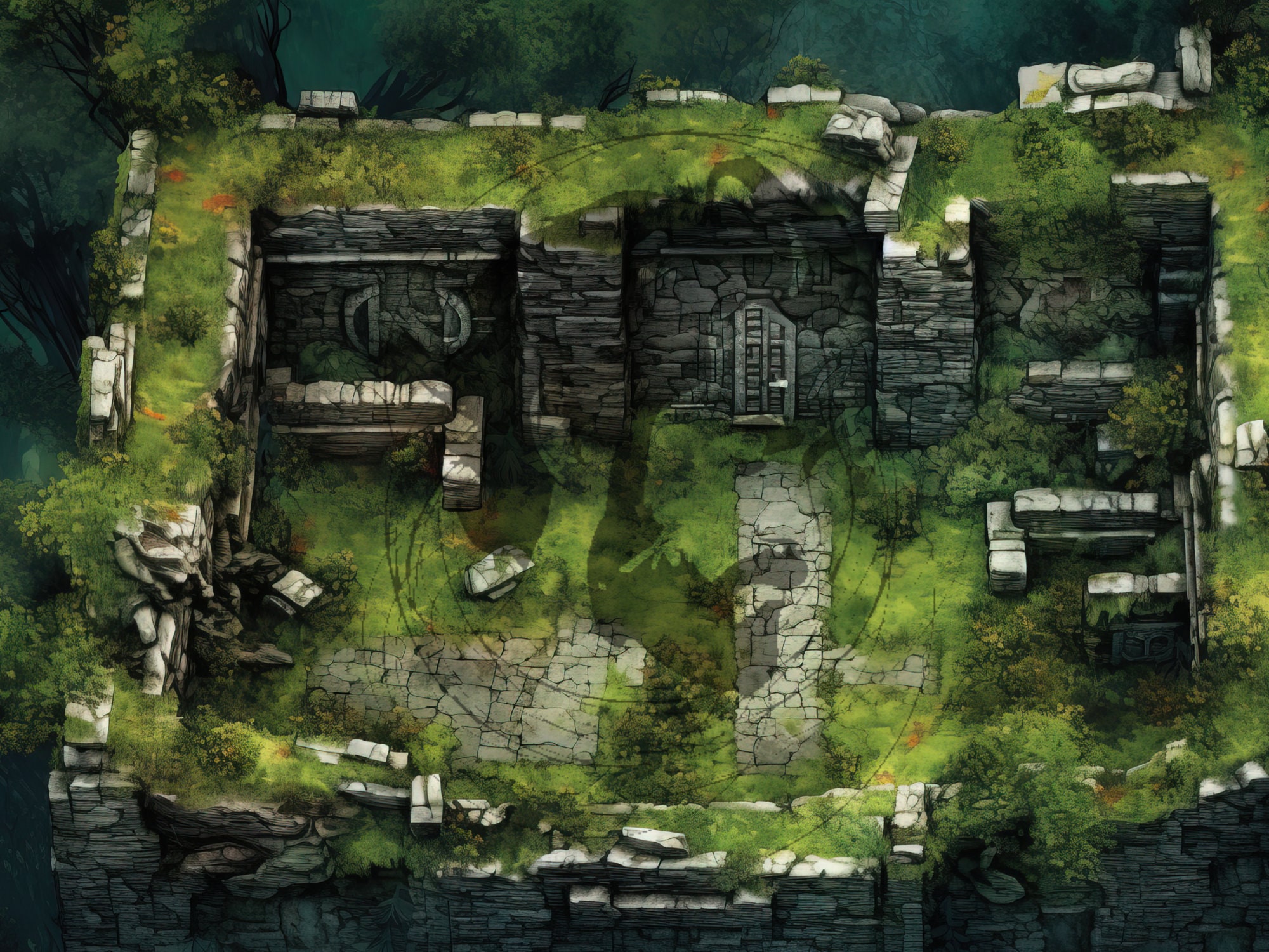 10 High-resolution RPG Battle Maps Mossy Dungeon Encounter - Etsy Australia