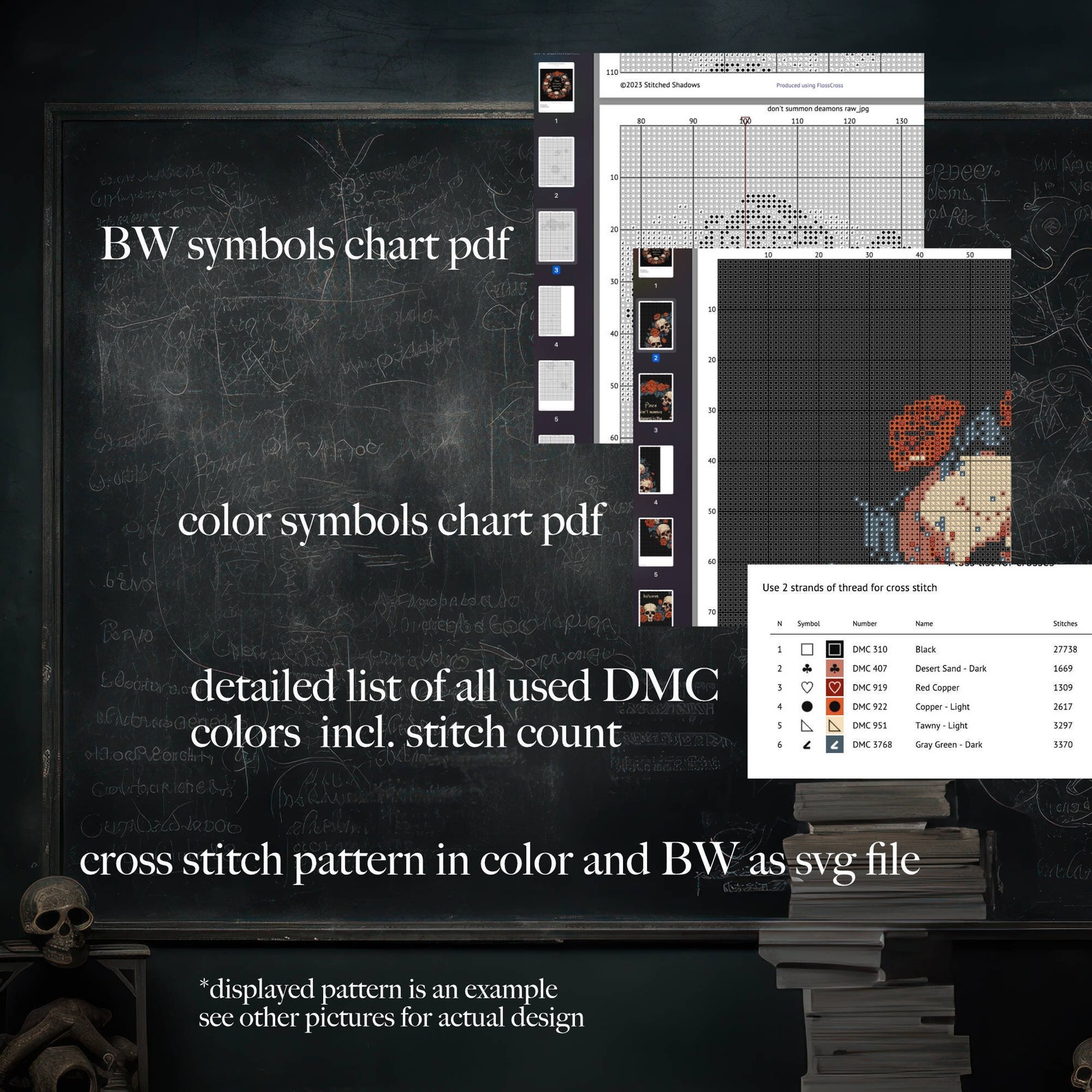 Goth Skull Series Stitch Pattern Design 01 , Goth Cross Stitch Pattern ...