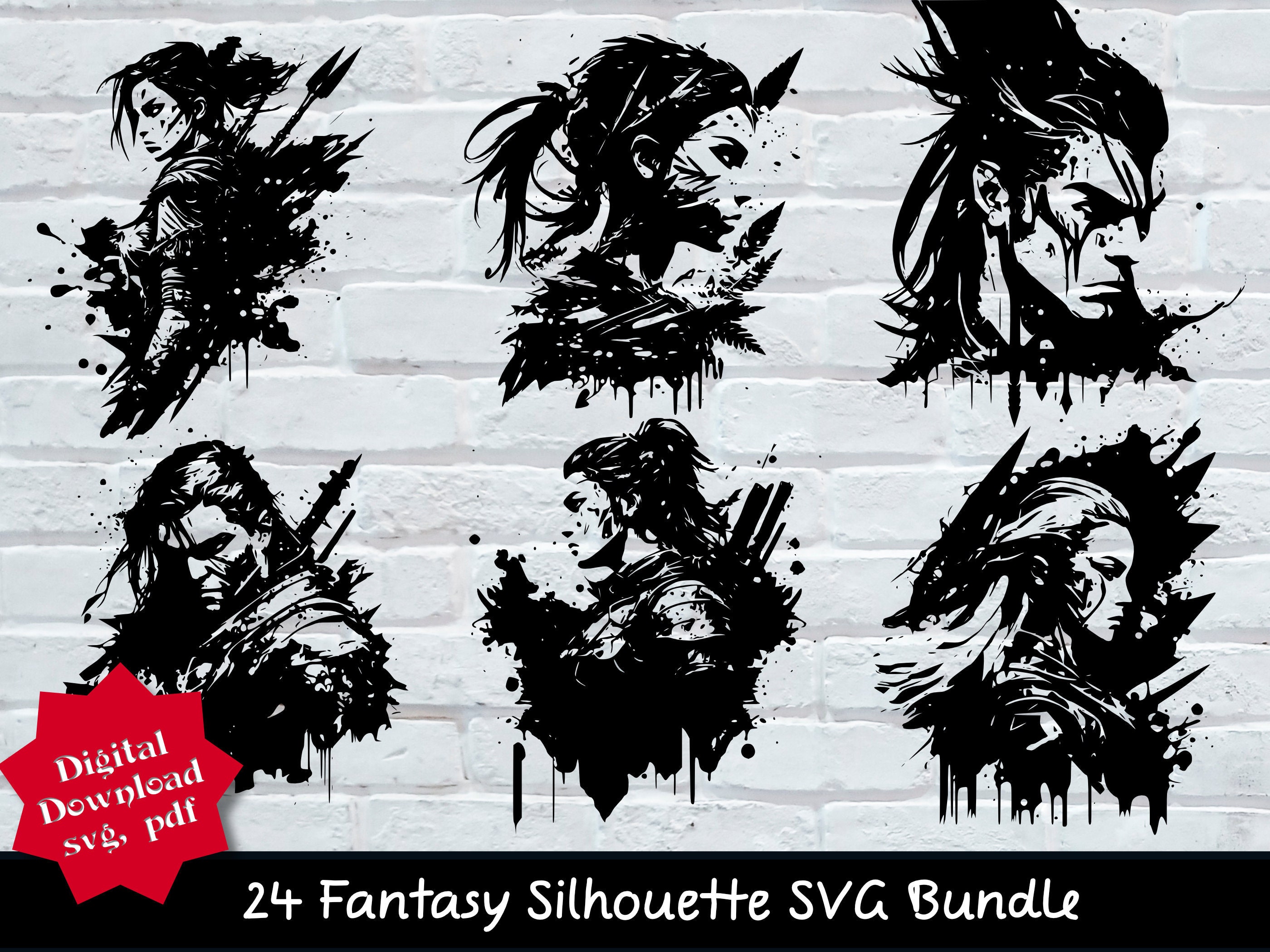 Fantasy Silhouette SVG - Dnd Svg Bundle Von 24 Fantasy Silhouette ...