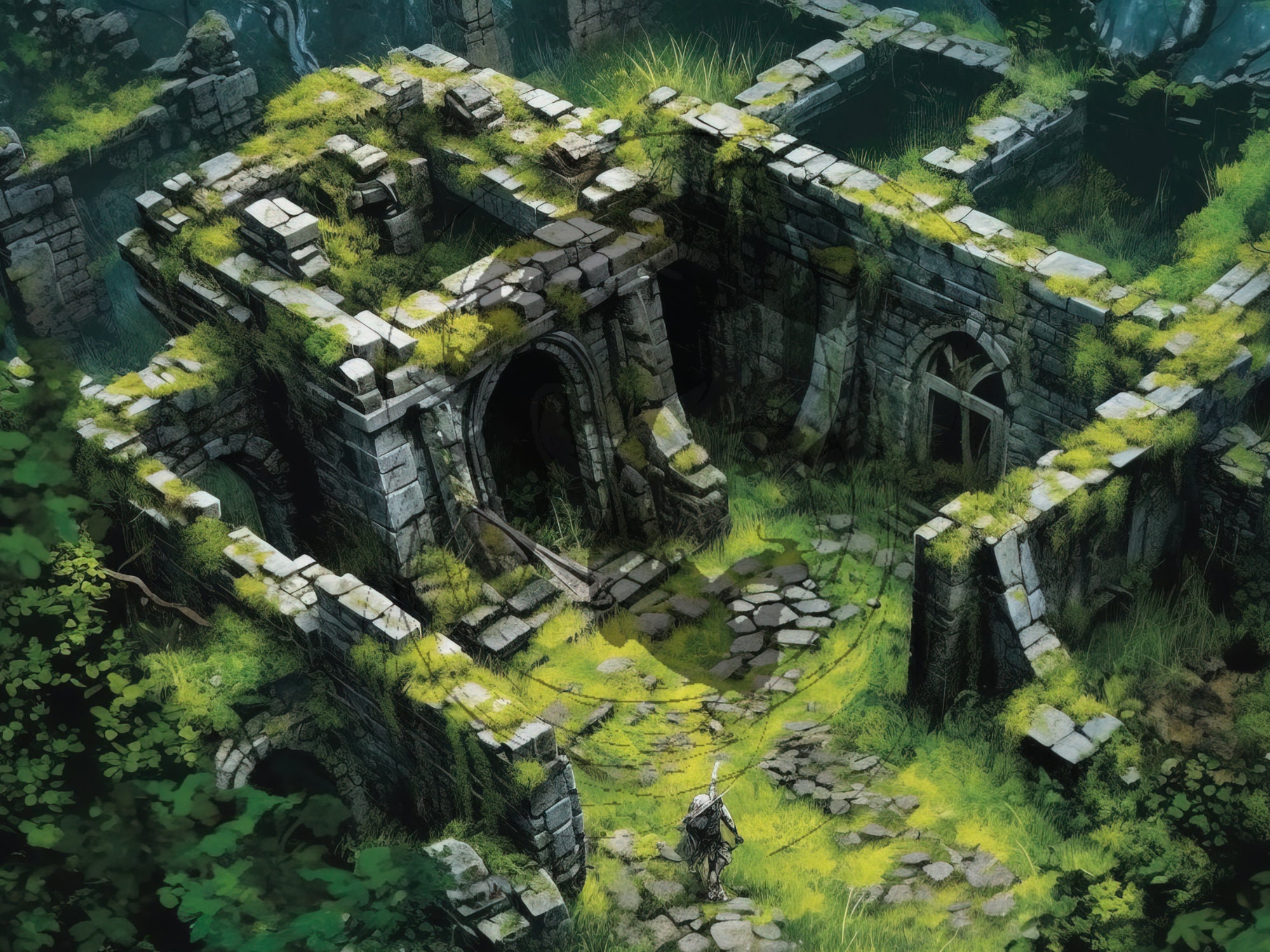 10 High-resolution RPG Battle Maps Mossy Dungeon Encounter - Etsy Australia