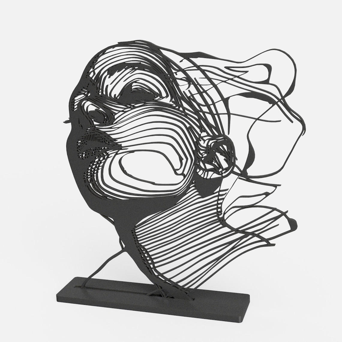 3D Printed Art Piece Flowing Contour Sculpture Woman, DIY STL File to ...