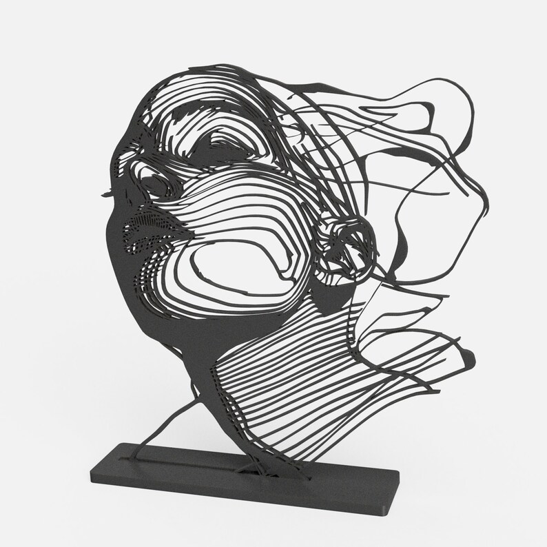 3D Printed Art Piece Flowing Contour Sculpture Woman, DIY STL File to ...