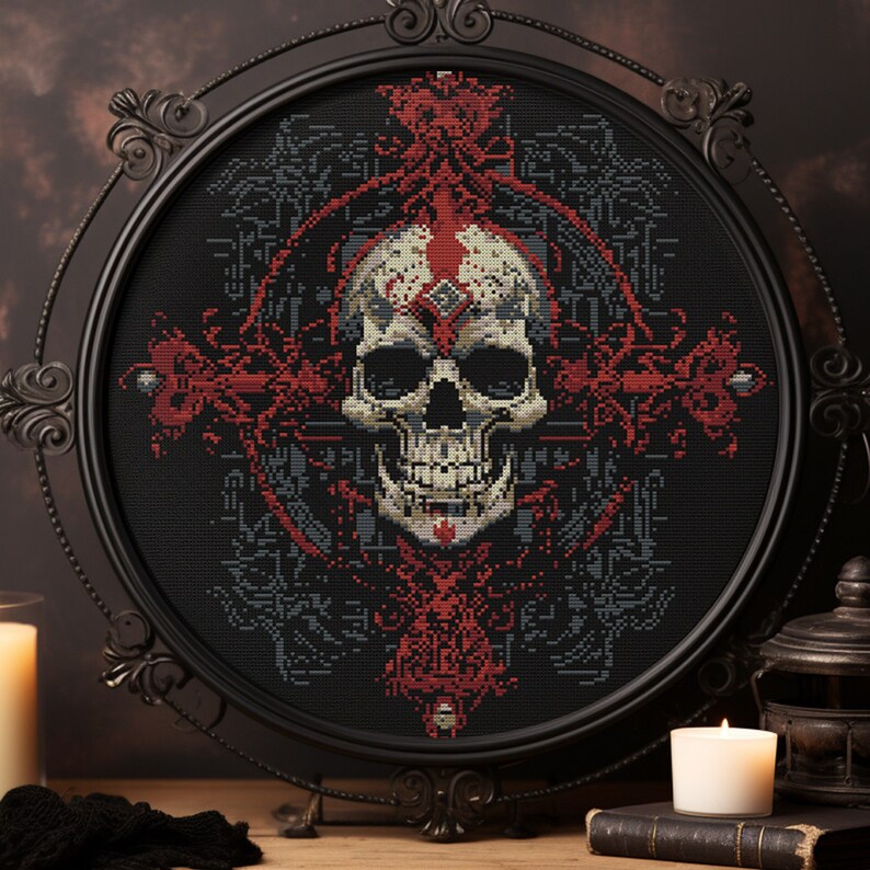 Goth Skull Series Stitch Pattern Design 01 , Goth Cross Stitch Pattern ...