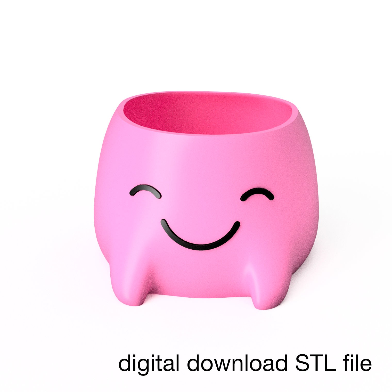 Happy Kawaii Planter Pot STL 3D Print File, Digital Download for 3D ...