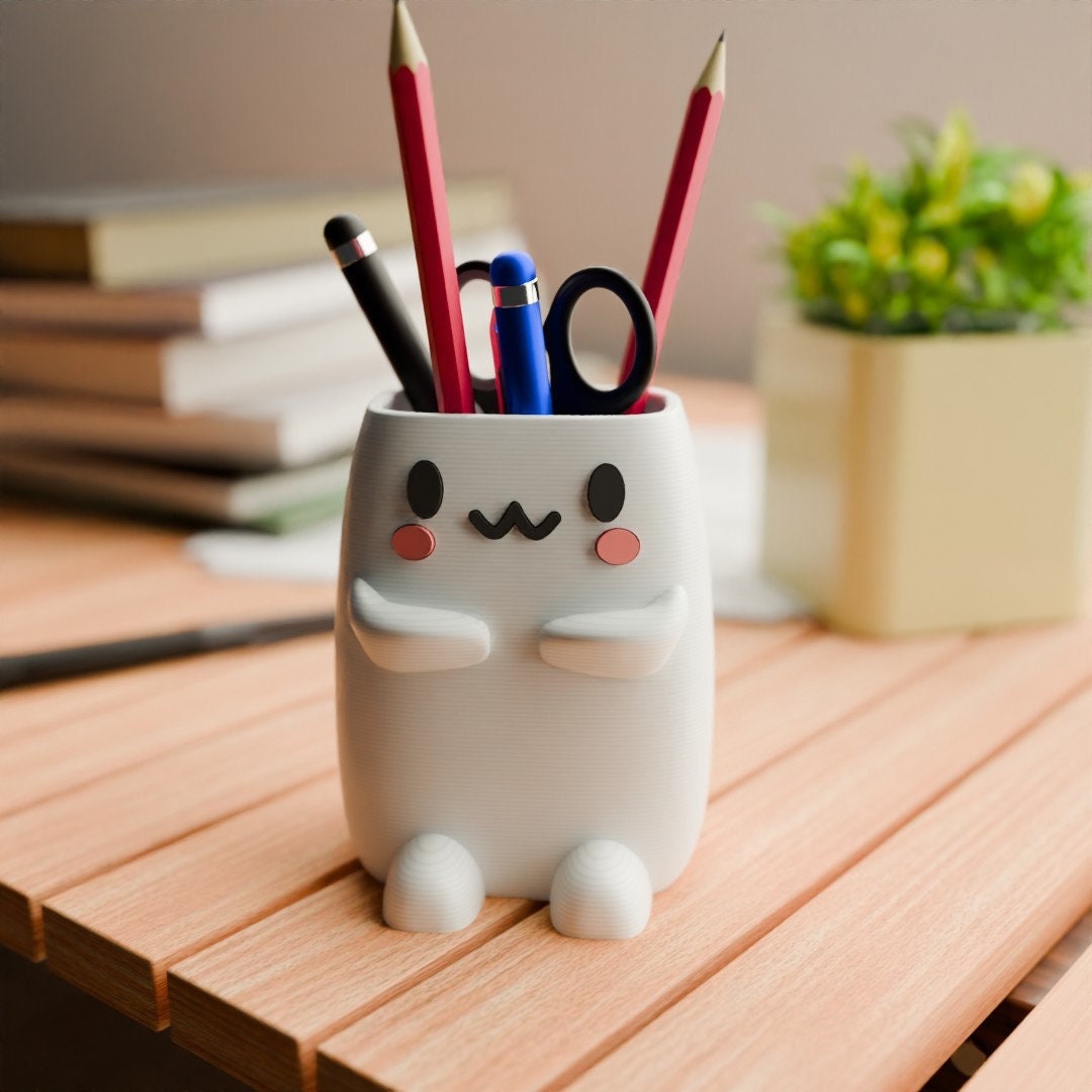 Kawaii Pen Holder STL Digital Download 3D Print File, DIY Desk ...