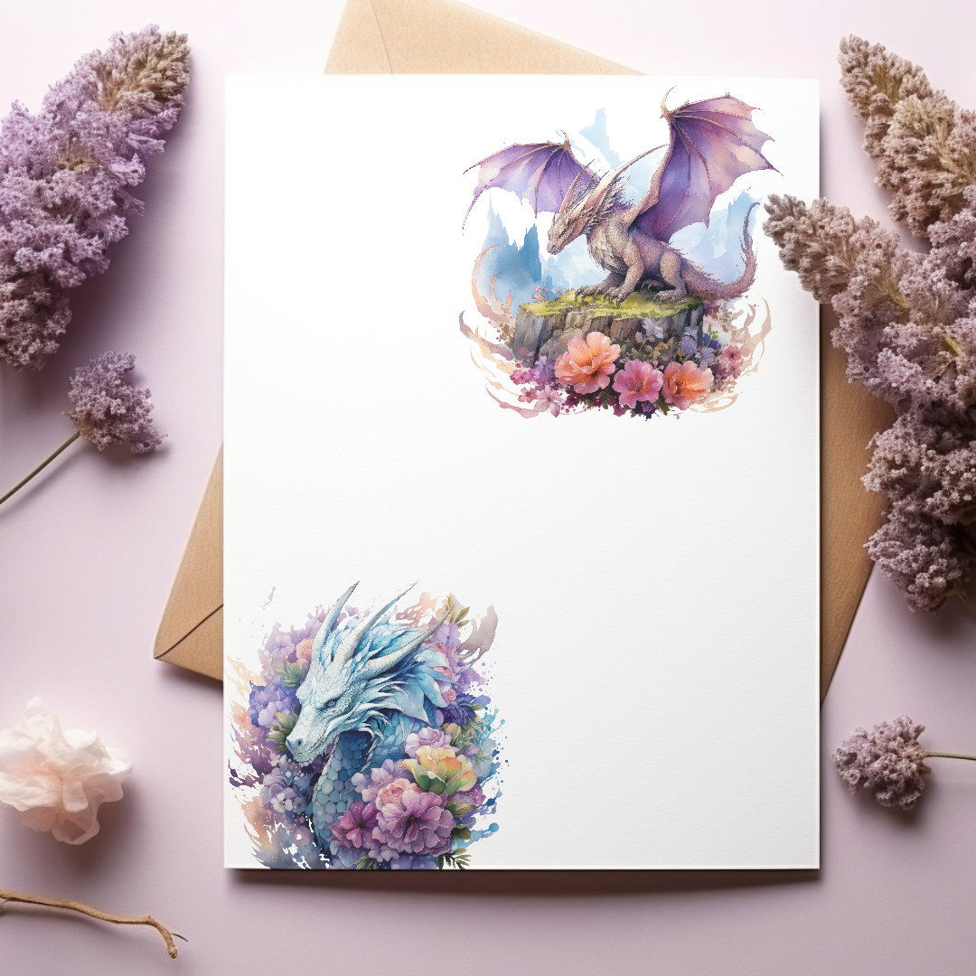 Watercolor Flower Dragons Clipart Pack, 17 Transparent Fantasy PNG ...