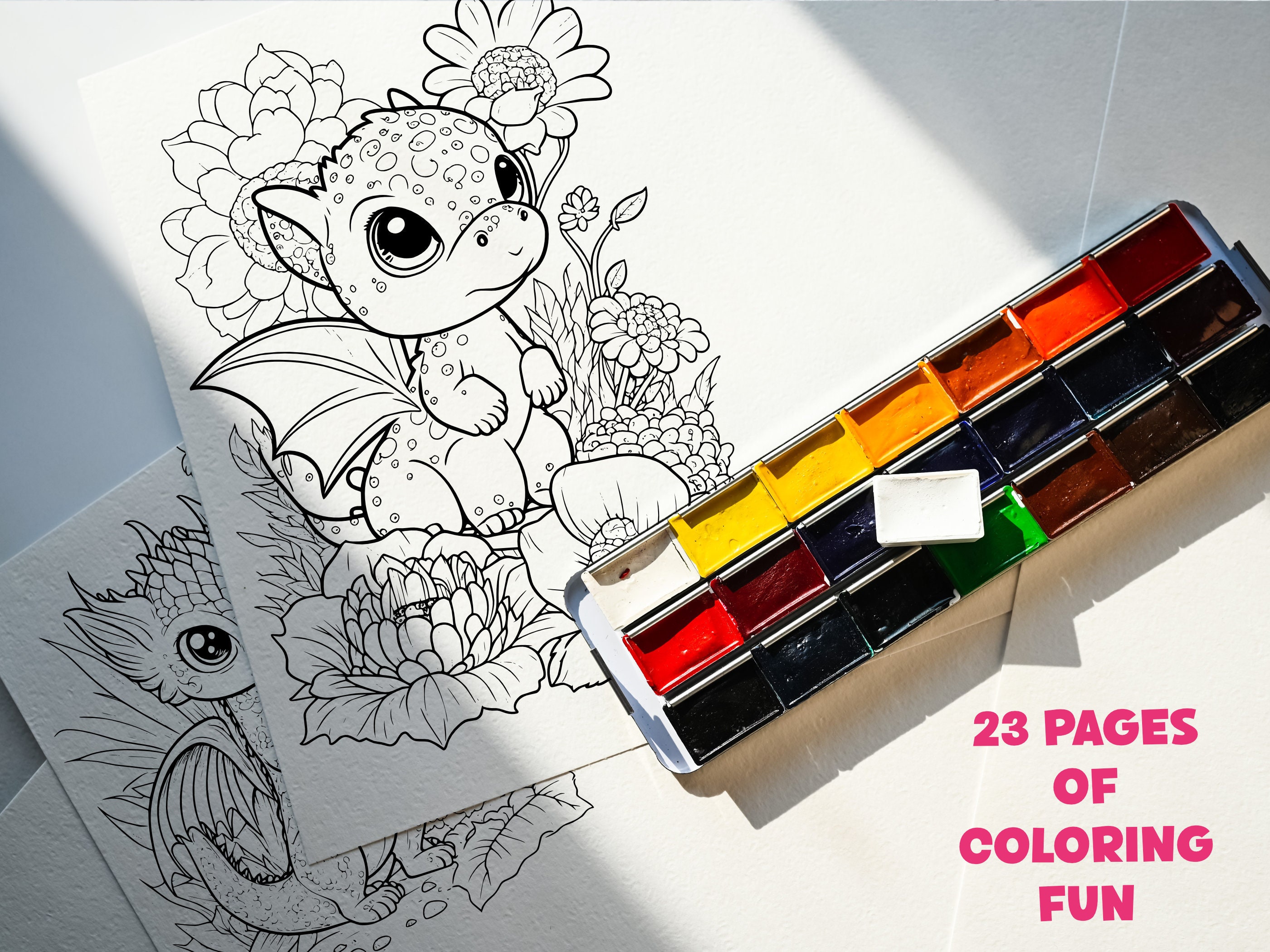 Whimsical Baby Flower Dragons Coloring Book for Kids and Adults Dragon ...