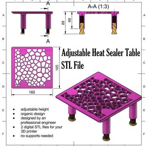 Adjustable Heat Sealer Table STL File: 3D Printing Cookie Packaging ...