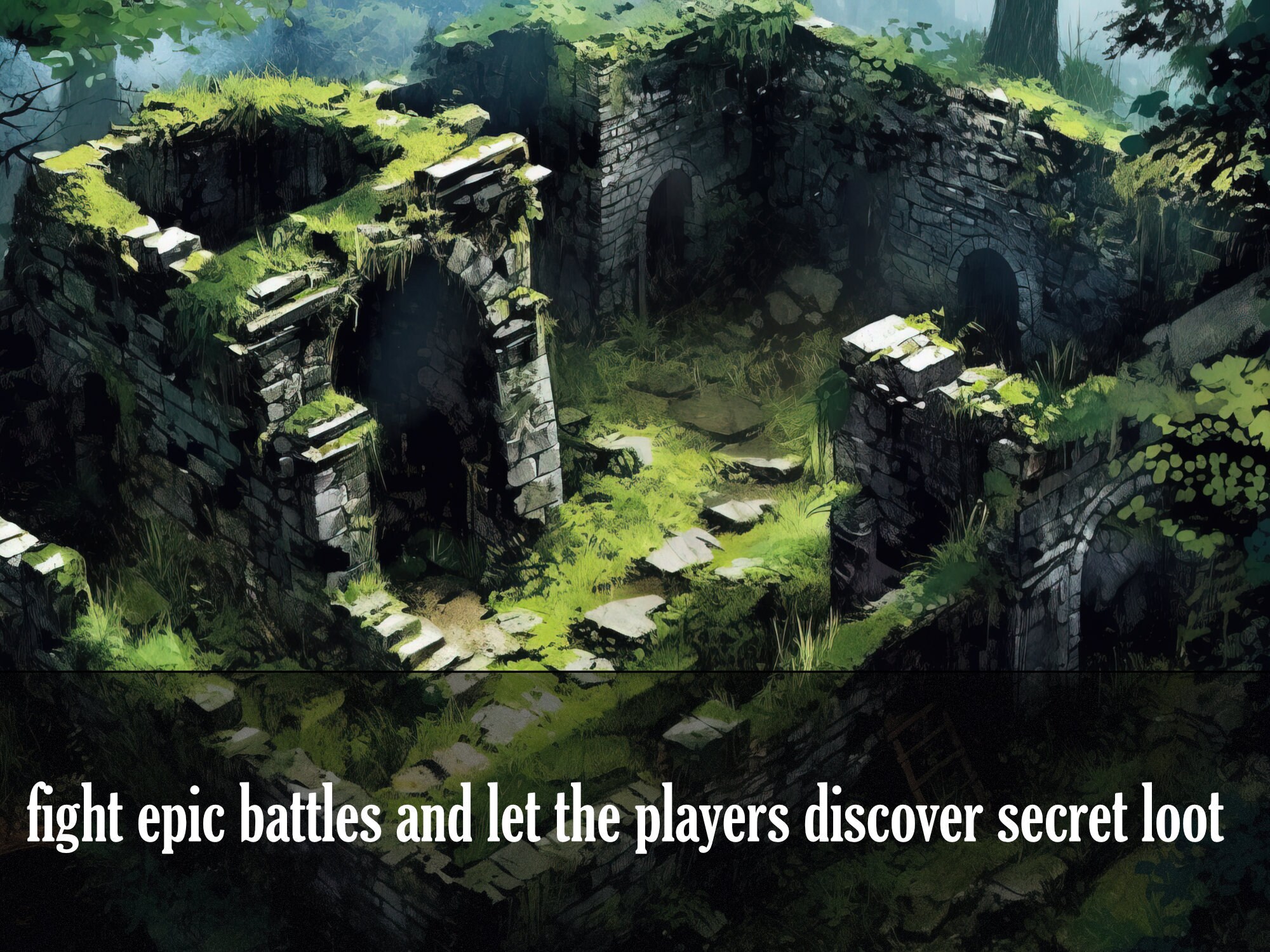 10 High-resolution RPG Battle Maps, Mossy Dungeon Encounter Maps 02 ...