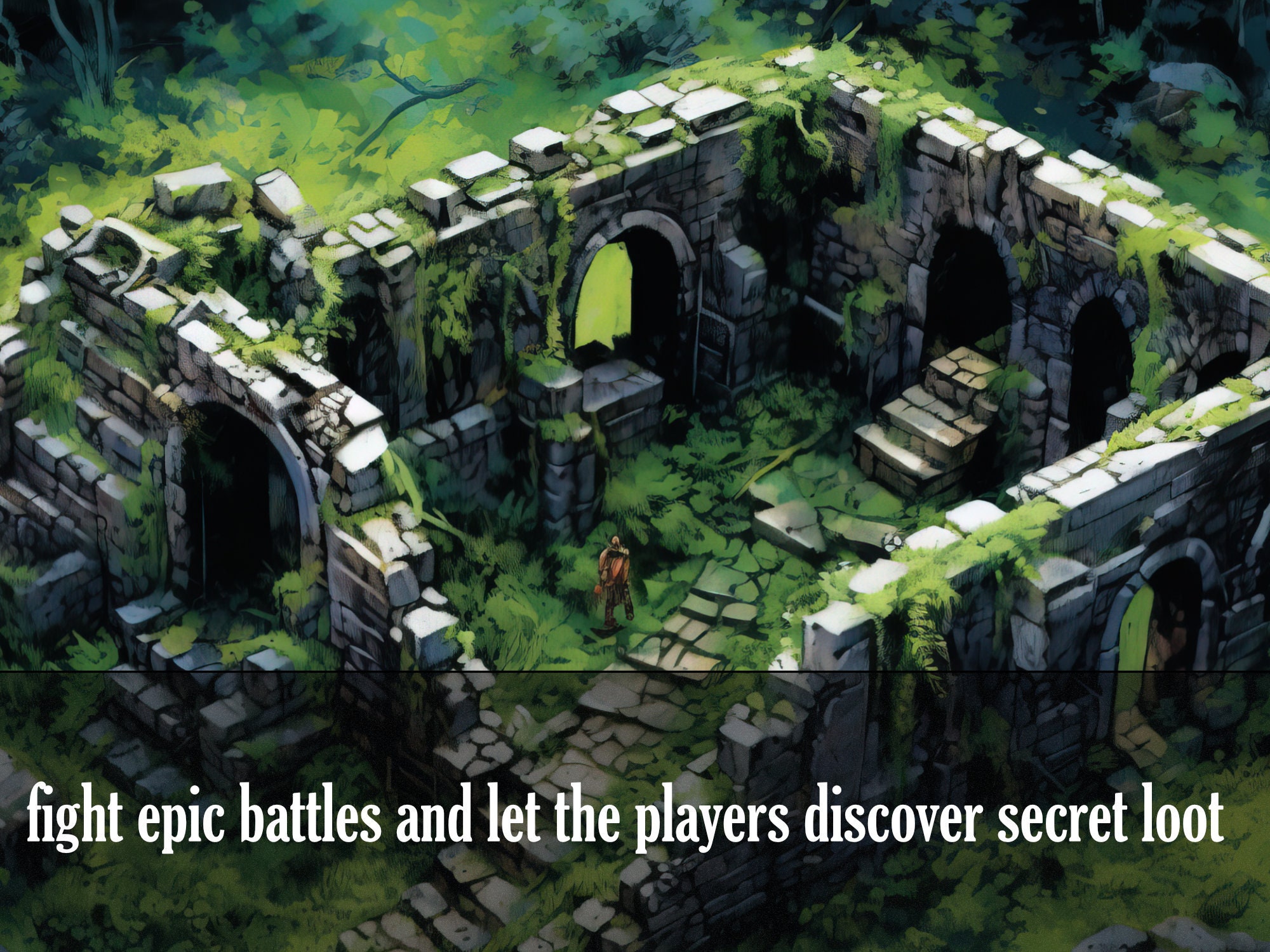 10 High-resolution RPG Battle Maps, Mossy Dungeon Encounter Maps 01 ...