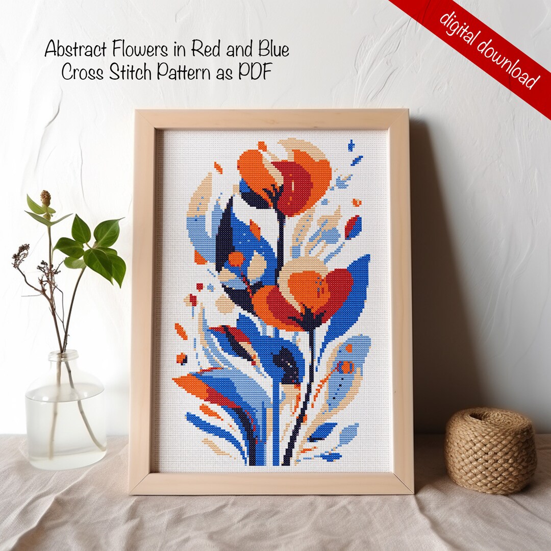 Abstract Flower Cross Stitch Pattern Boho Cross Stitch Pattern PDF, X ...
