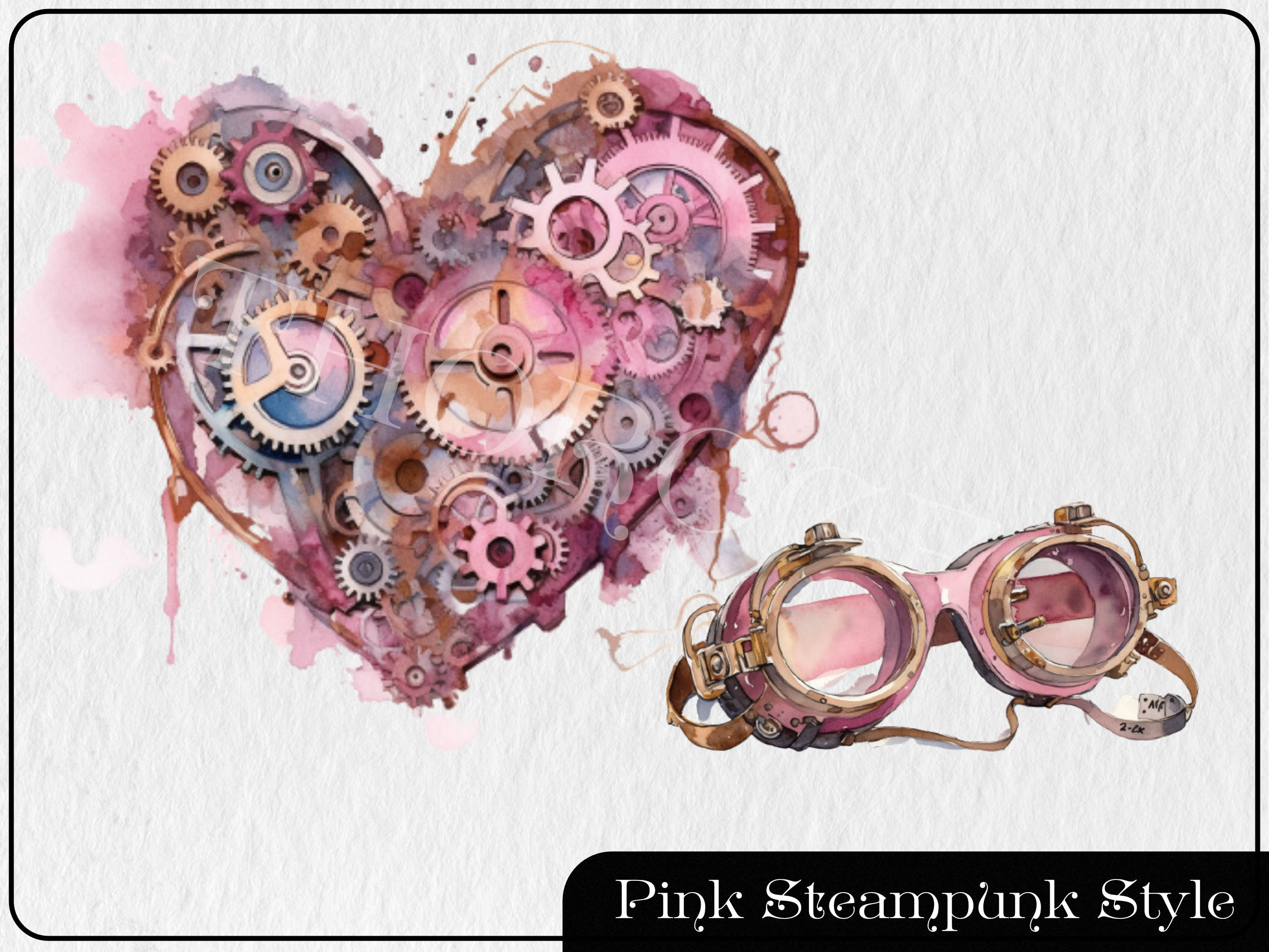 Pink Steampunk Clipart Bundle - Steampunk Fantasy Clip Art, Pink Pastel ...