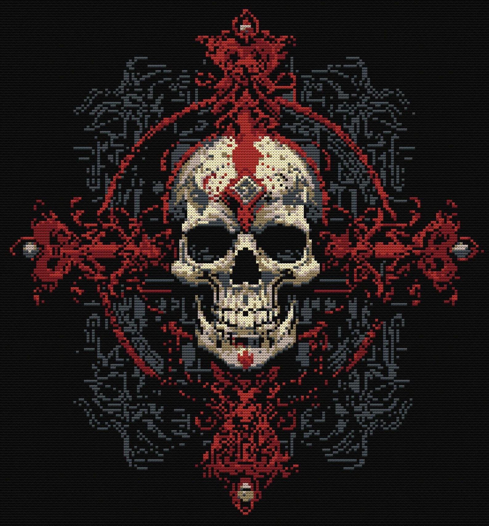Goth Skull Series Stitch Pattern Design 01 , Goth Cross Stitch Pattern ...