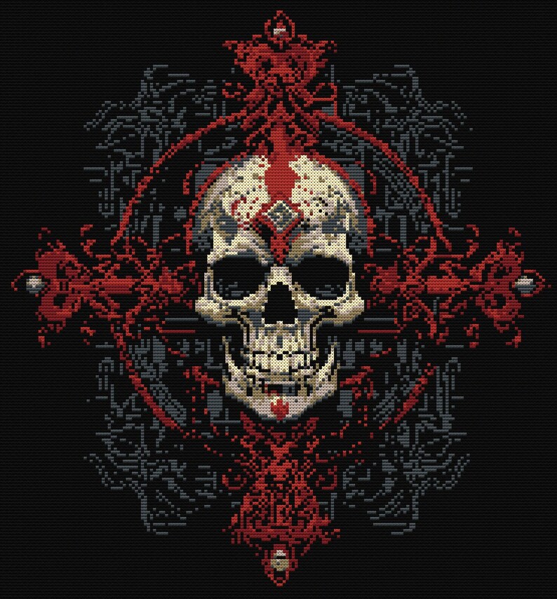 Goth Skull Series Stitch Pattern Design 01 , Goth Cross Stitch Pattern ...