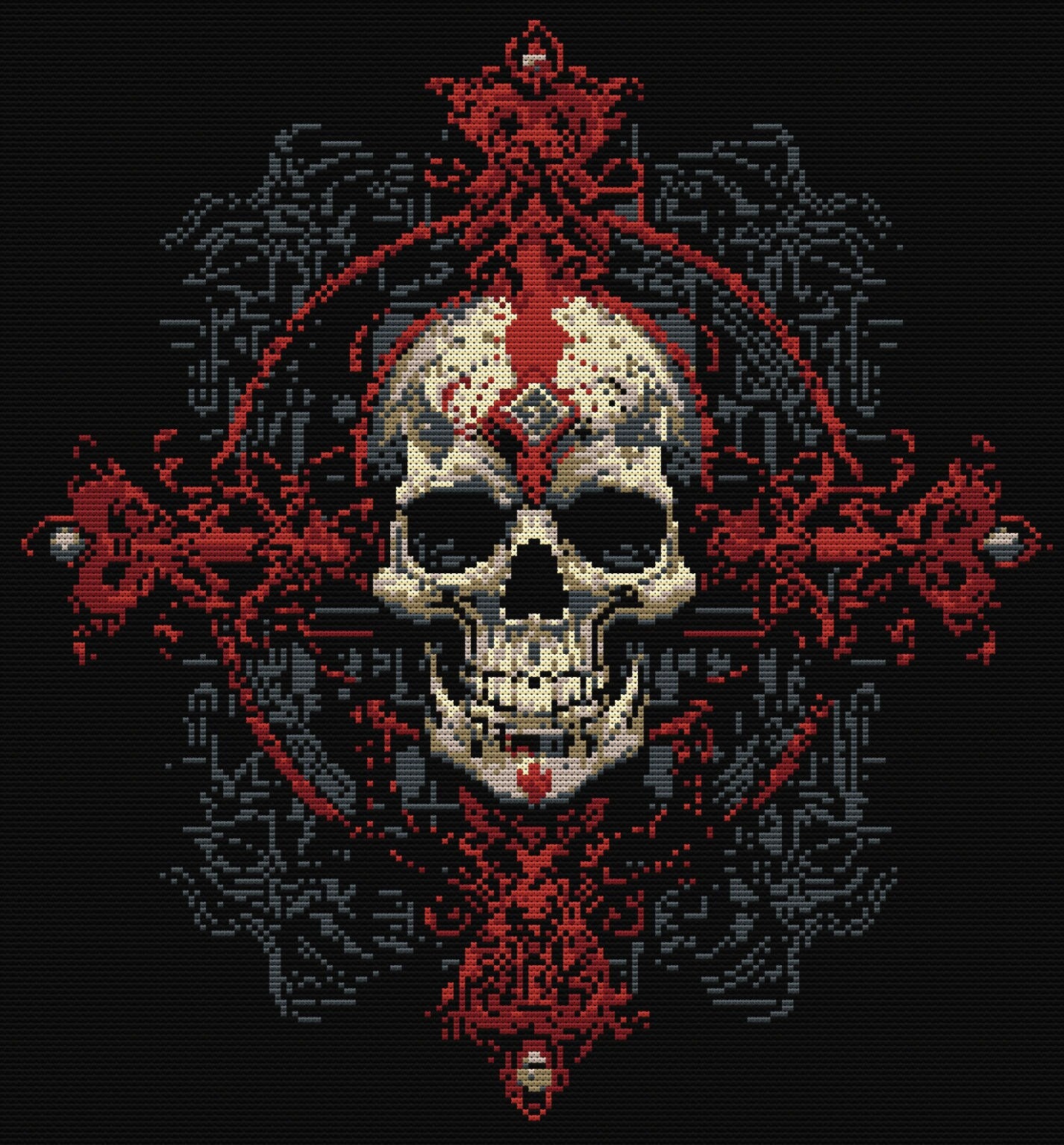 Goth Skull Series Stitch Pattern Design 01 , Goth Cross Stitch Pattern ...
