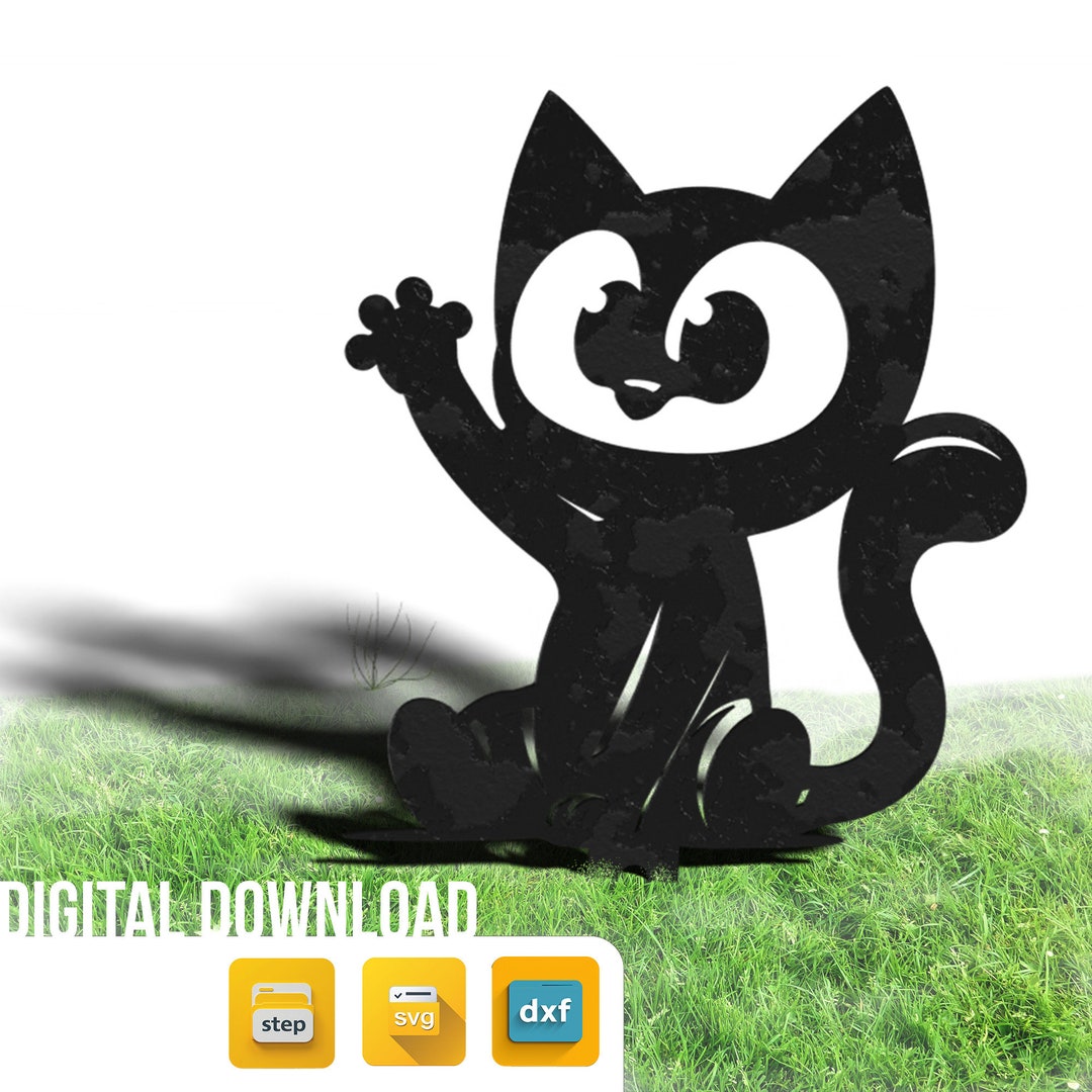 Comic Style Garden Cat Dxf Files for Plasma or Laser Cut CNC File - DIY ...
