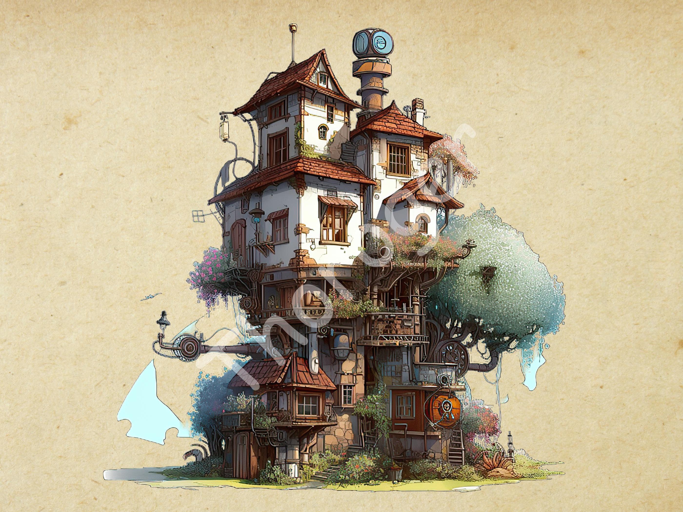 Steampunk Building Drawing