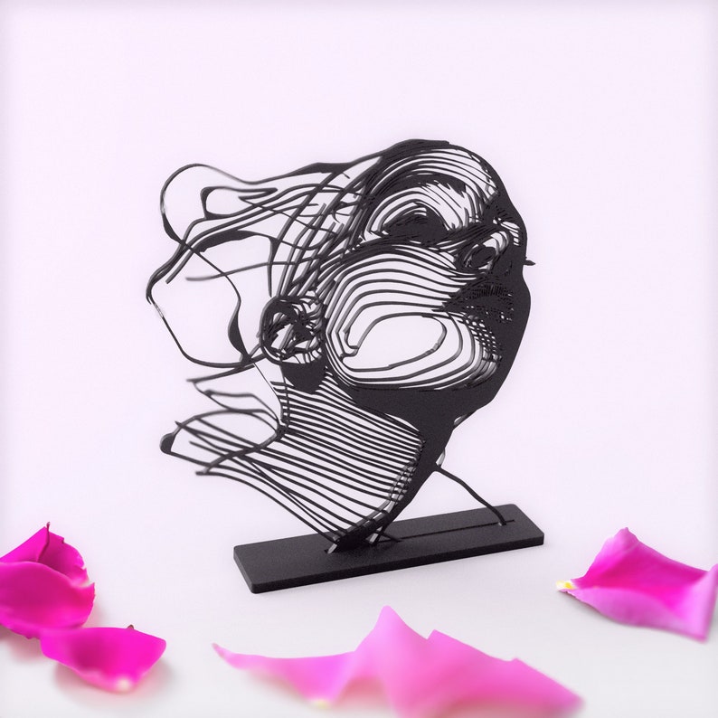 3D Printed Art Piece Flowing Contour Sculpture Woman, DIY STL File to ...