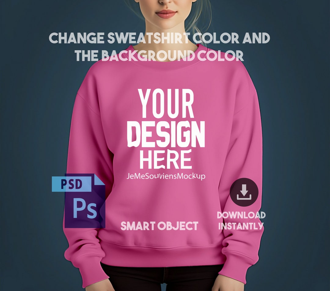 Sweatshirt Gildan 18000 Mockup PSD Editable Smart Object Mockup Women ...