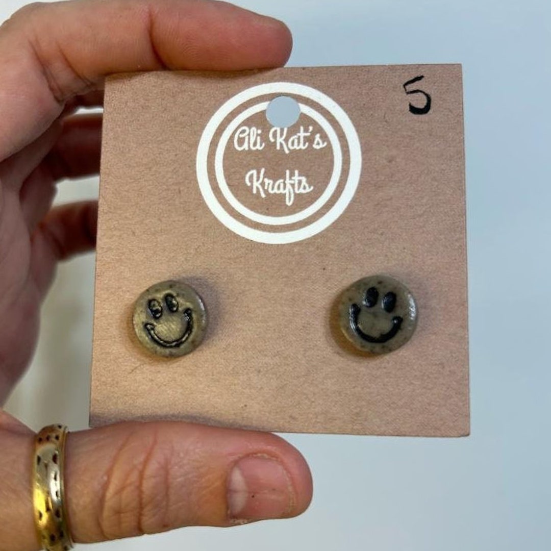 Smiley Studs - Etsy