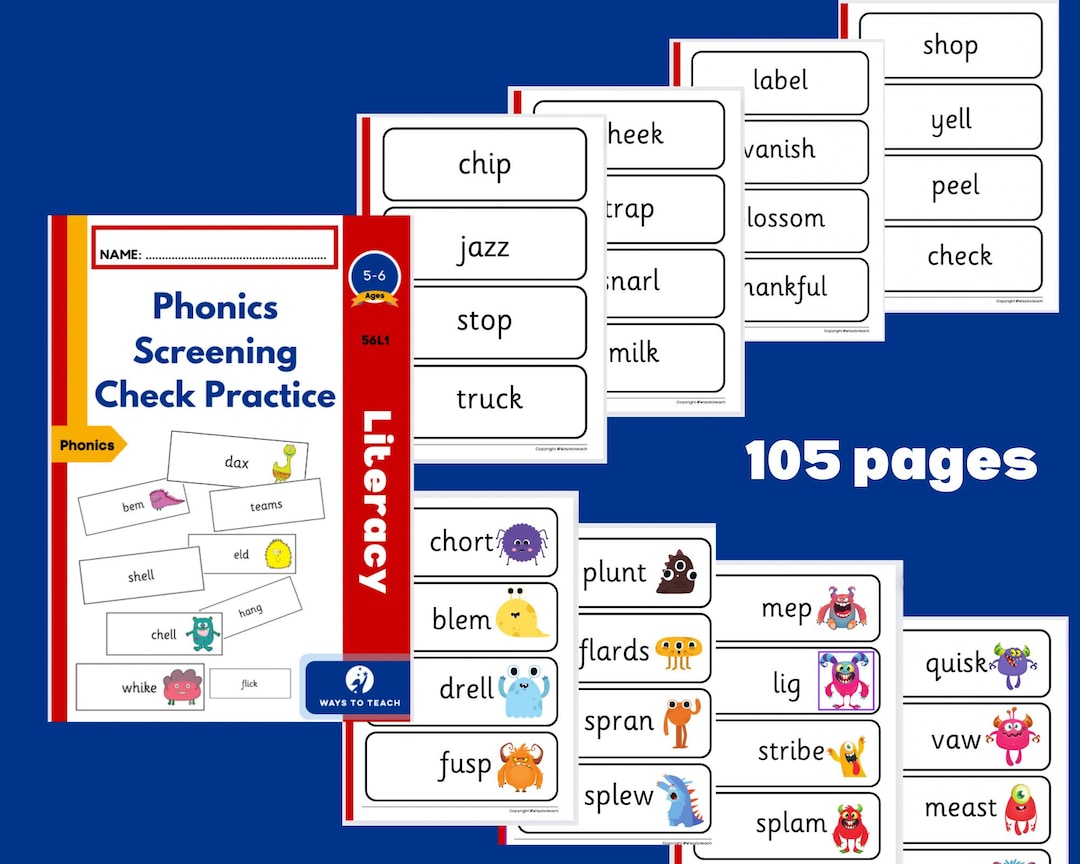 Phonics Screening Practice for Phonics Screening Check - Year 1 - 5-6 ...